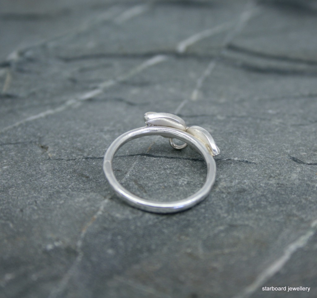 Sterling silver double leaf ring | Starboard Jewellery