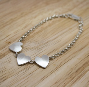 Handmade sterling silver heart bracelet | Starboard Jewellery